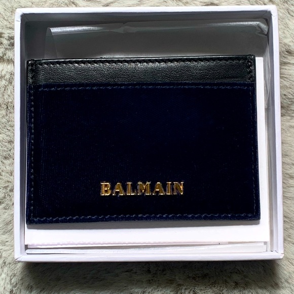 Balmain | Accessories | Balmain Blue Velvet Card Holder | Poshmark